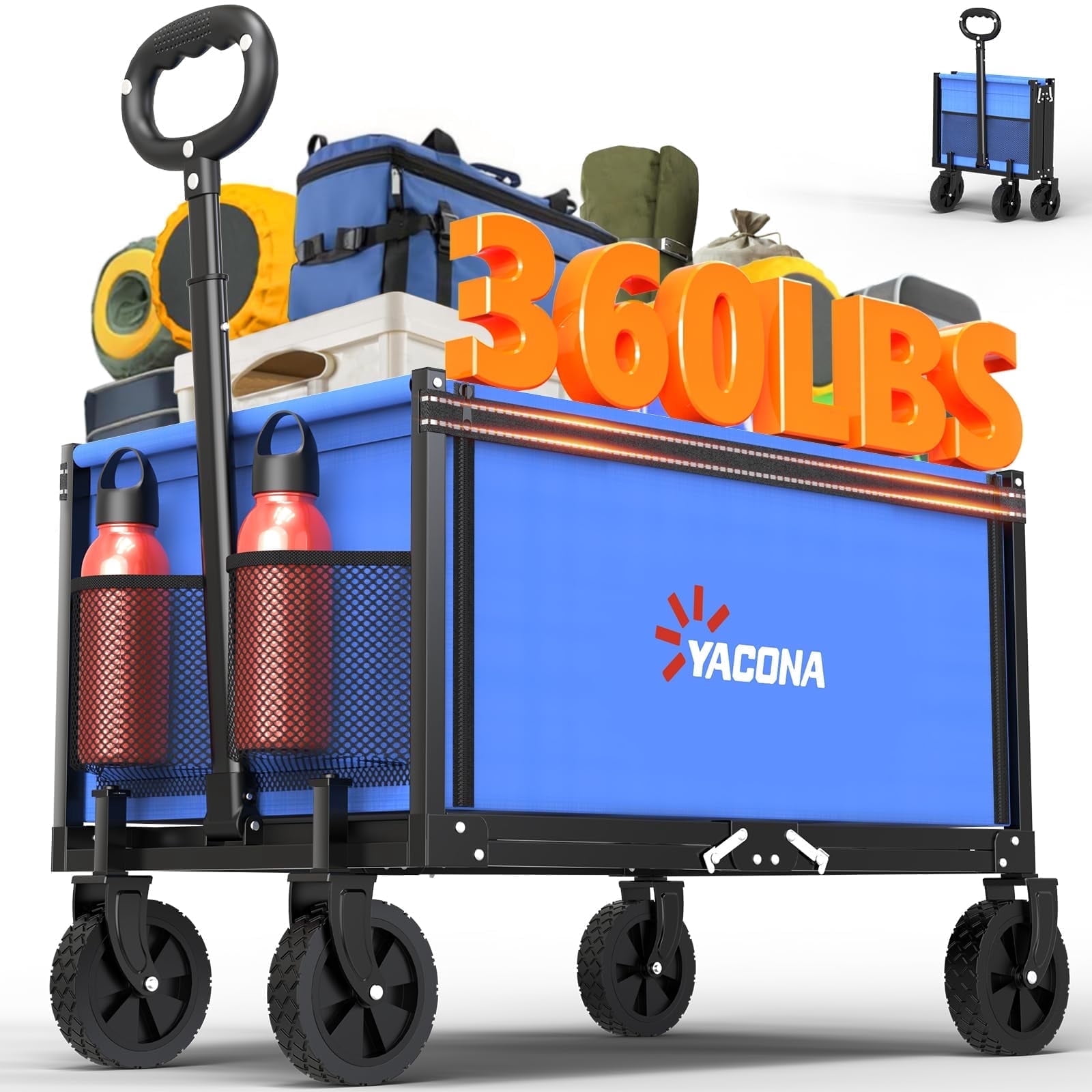Yacona 3 in 1 Wagons Carts Foldable, Heavy Duty Utility Cart with ...