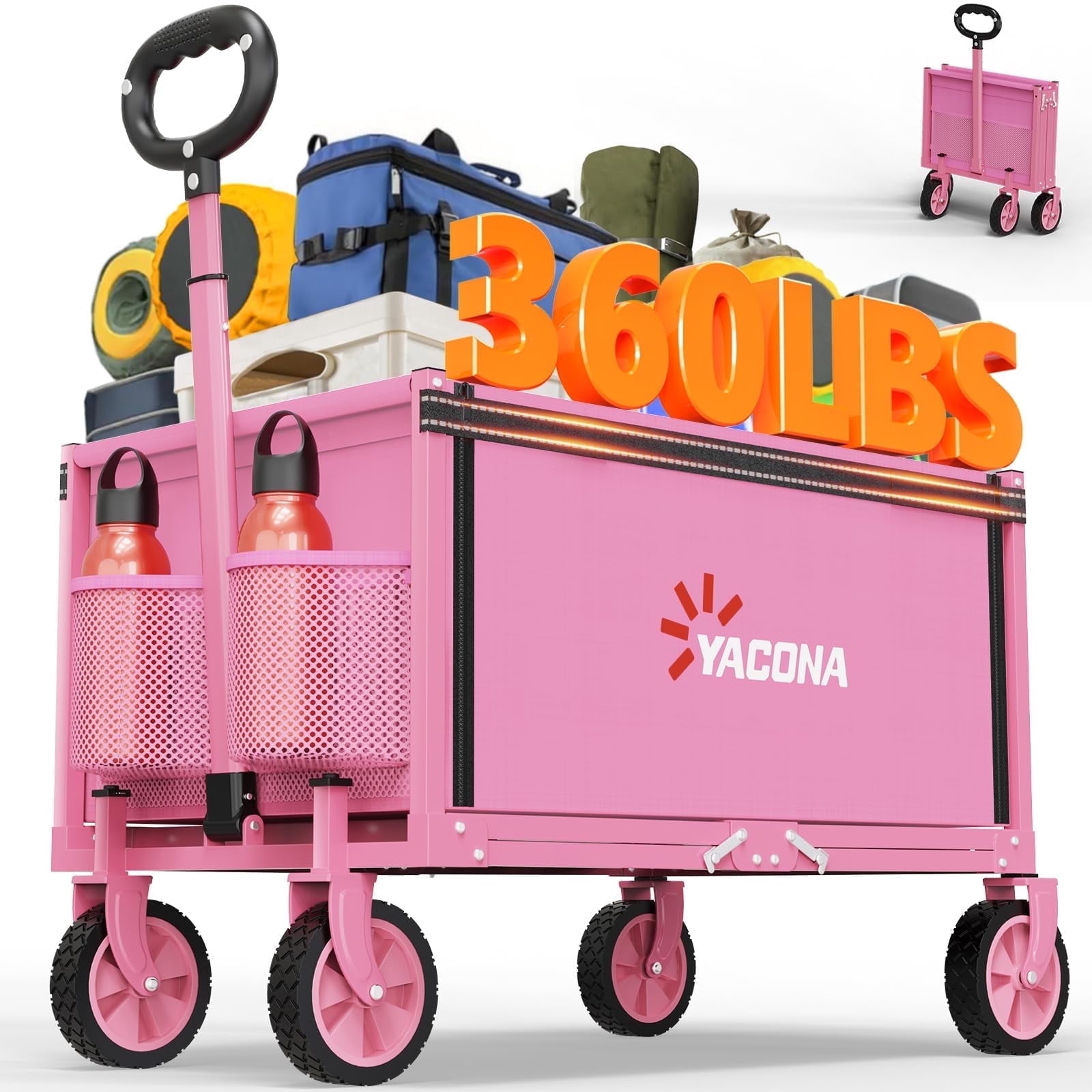 Yacona 3 in 1 Wagons Carts Foldable, Heavy Duty Utility Cart with ...