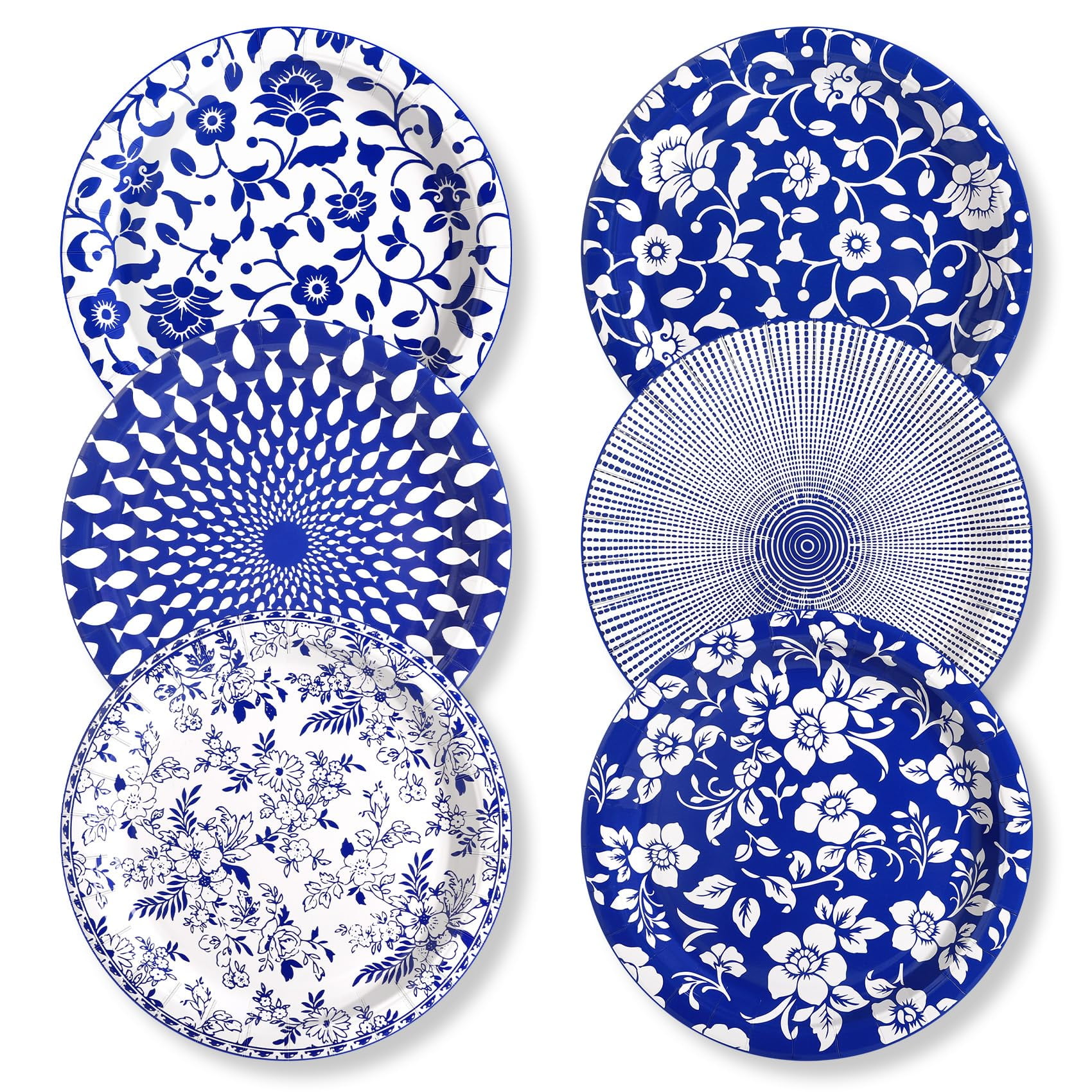 Yacoto 90 Pcs Paper IFF17 Plates 8 Inch Disposable Plates Printed Blue ...