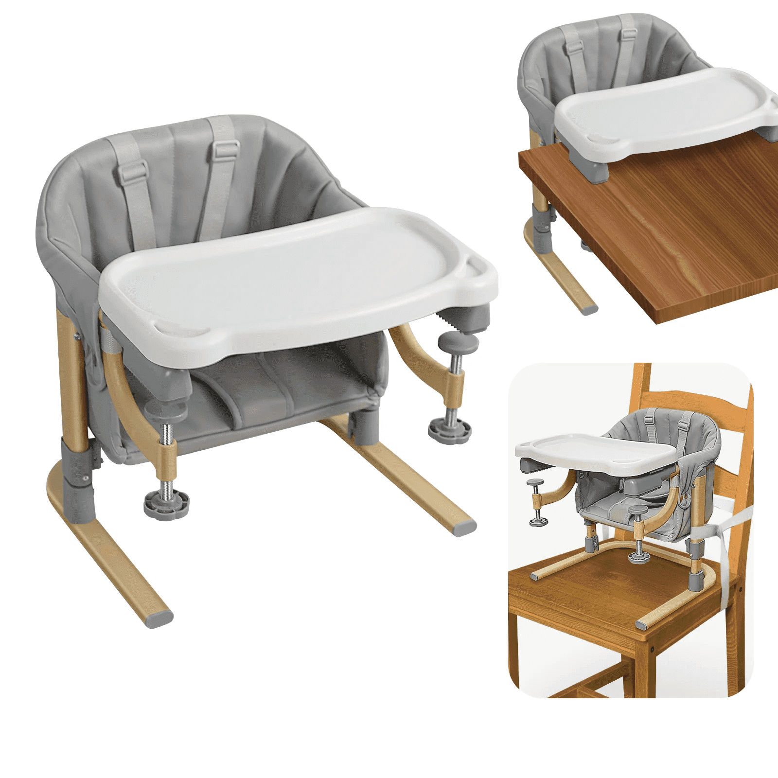 Yacul 3-in-1 Foldable Baby High Chair, Feeding Booster Seat with Tray ...