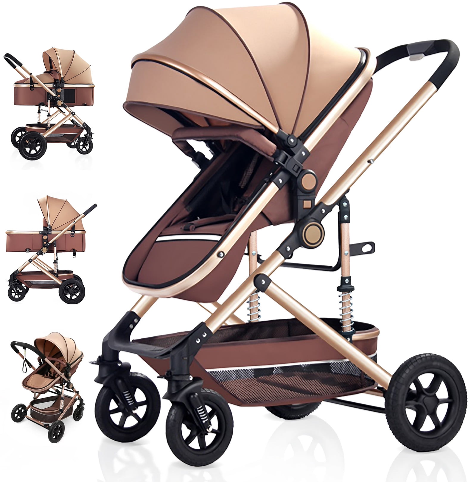 Yadala Stroller, Foldable Baby Stroller 3 in 1 Convertible Bassinet ...