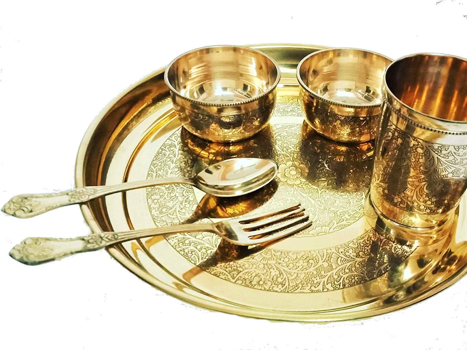 Yadav Craft Pure Brass Square Thali Set for Your Home and Restaurant ...