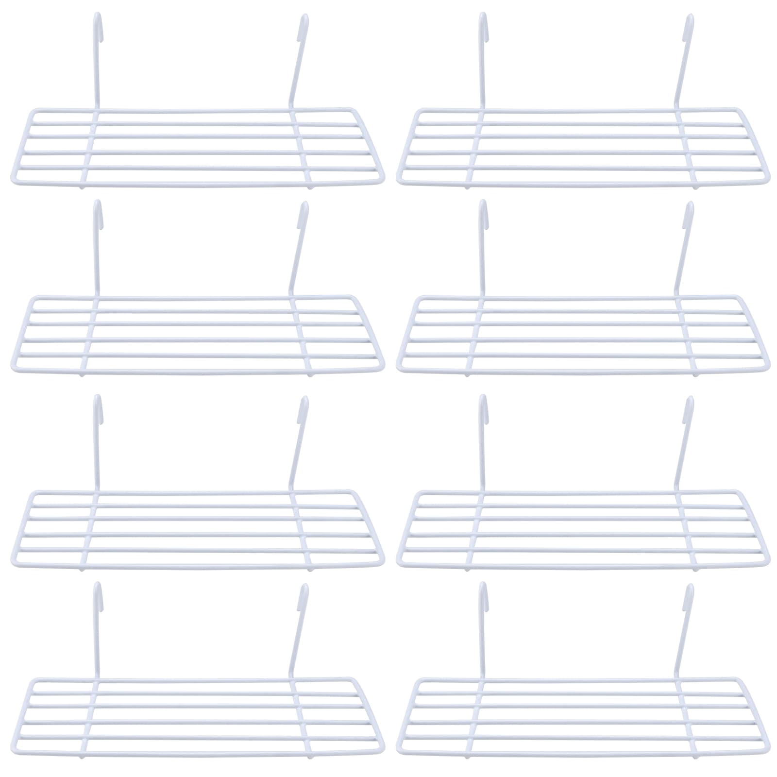 Yaegoo 8 Pack Grid Wall Shelves, White Wire Straight Shelf with Hook ...