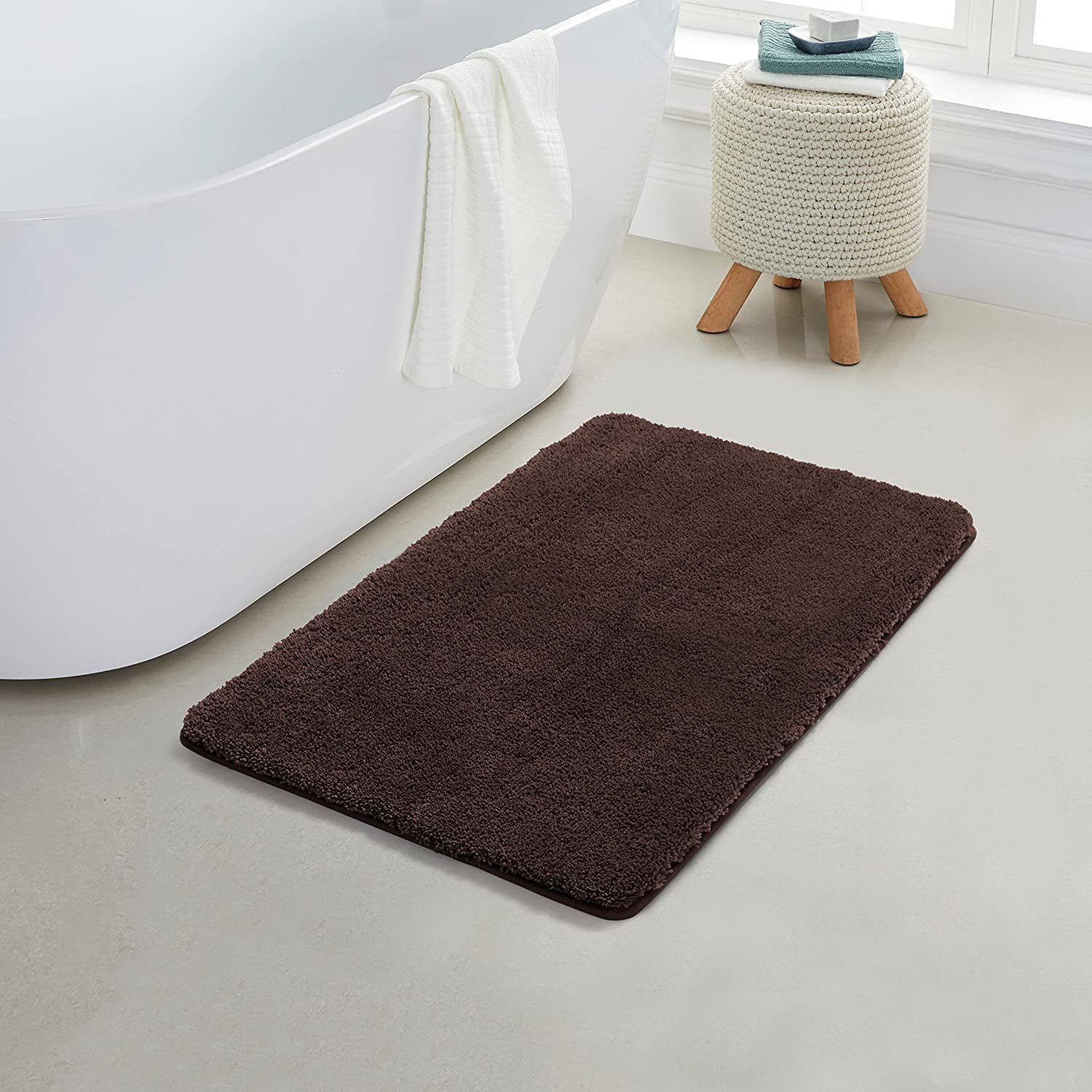 Yafa Home Fashion 1 Piece Solid Microfiber Soft Bathroom Rug , Non-Slip ...