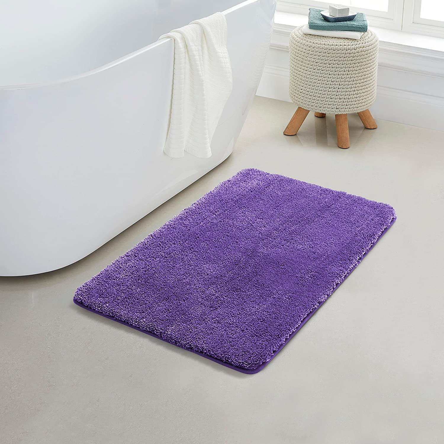 Yafa Home Fashion 1 Piece Solid Microfiber Soft Bathroom Rug , Non-Slip ...