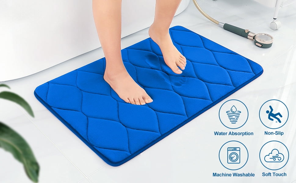 Yafa Home Fashion Memory Foam Bathroom Mats, Oval Shaped Design, Embossed Solid Color, Non-Slip ...