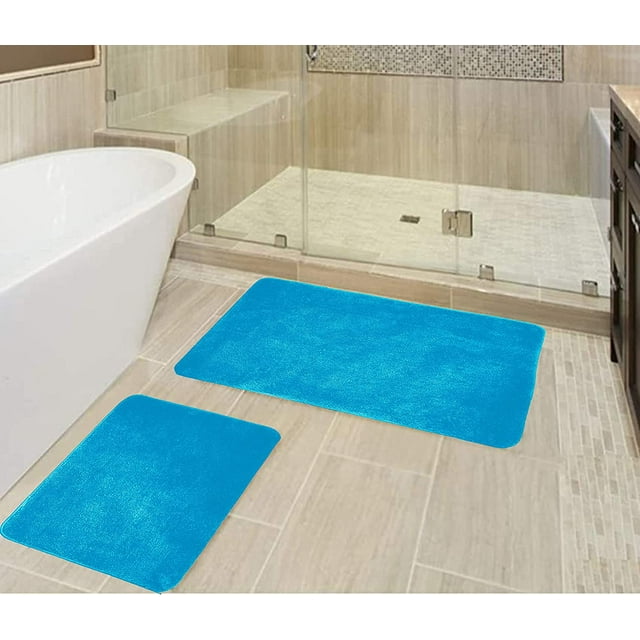 Yafa Home Fashion 2 Piece Solid Microfiber Soft Bathroom Rug Set, Non ...