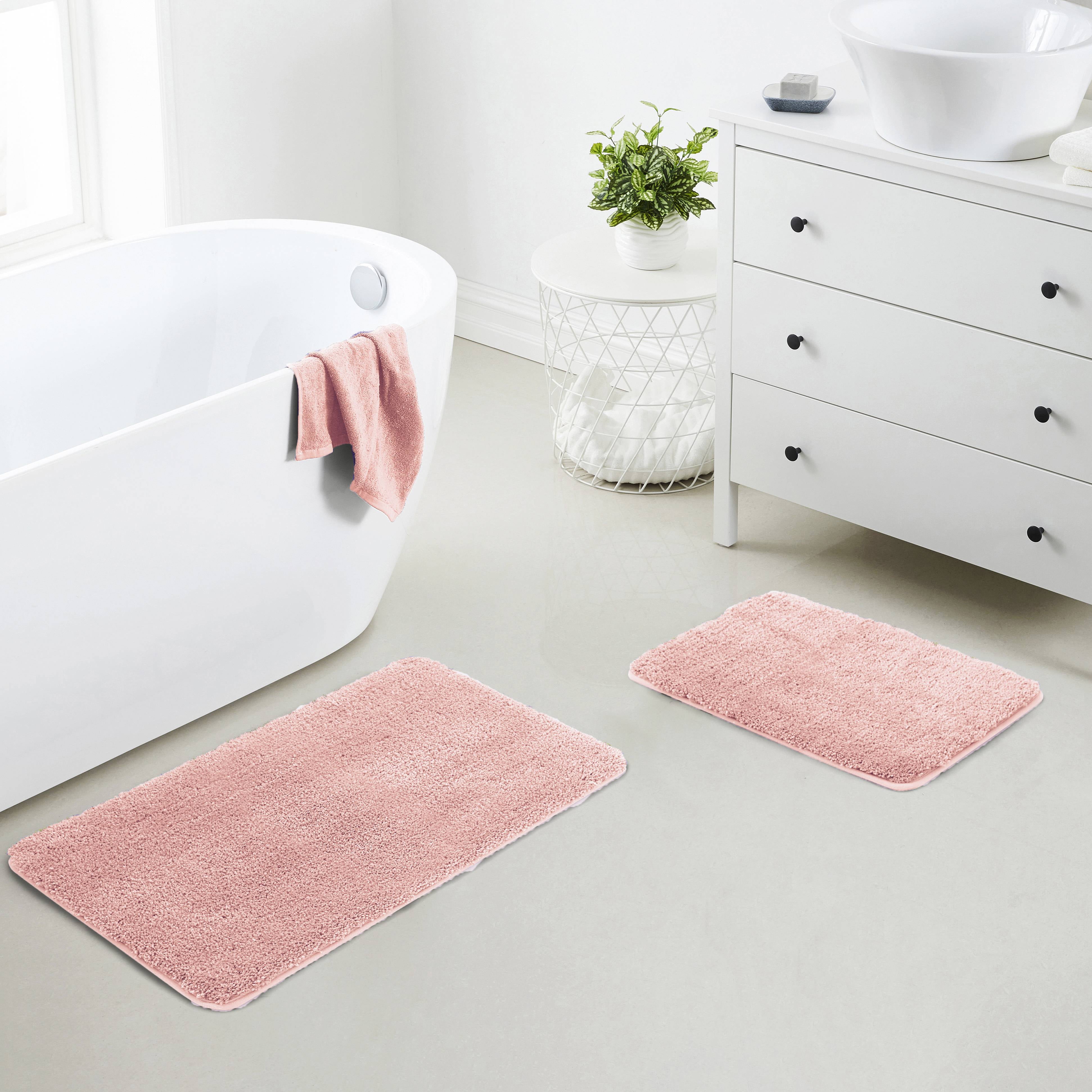 Yafa Home Fashion 2 Piece Solid Microfiber Soft Bathroom Rug Set, Non ...