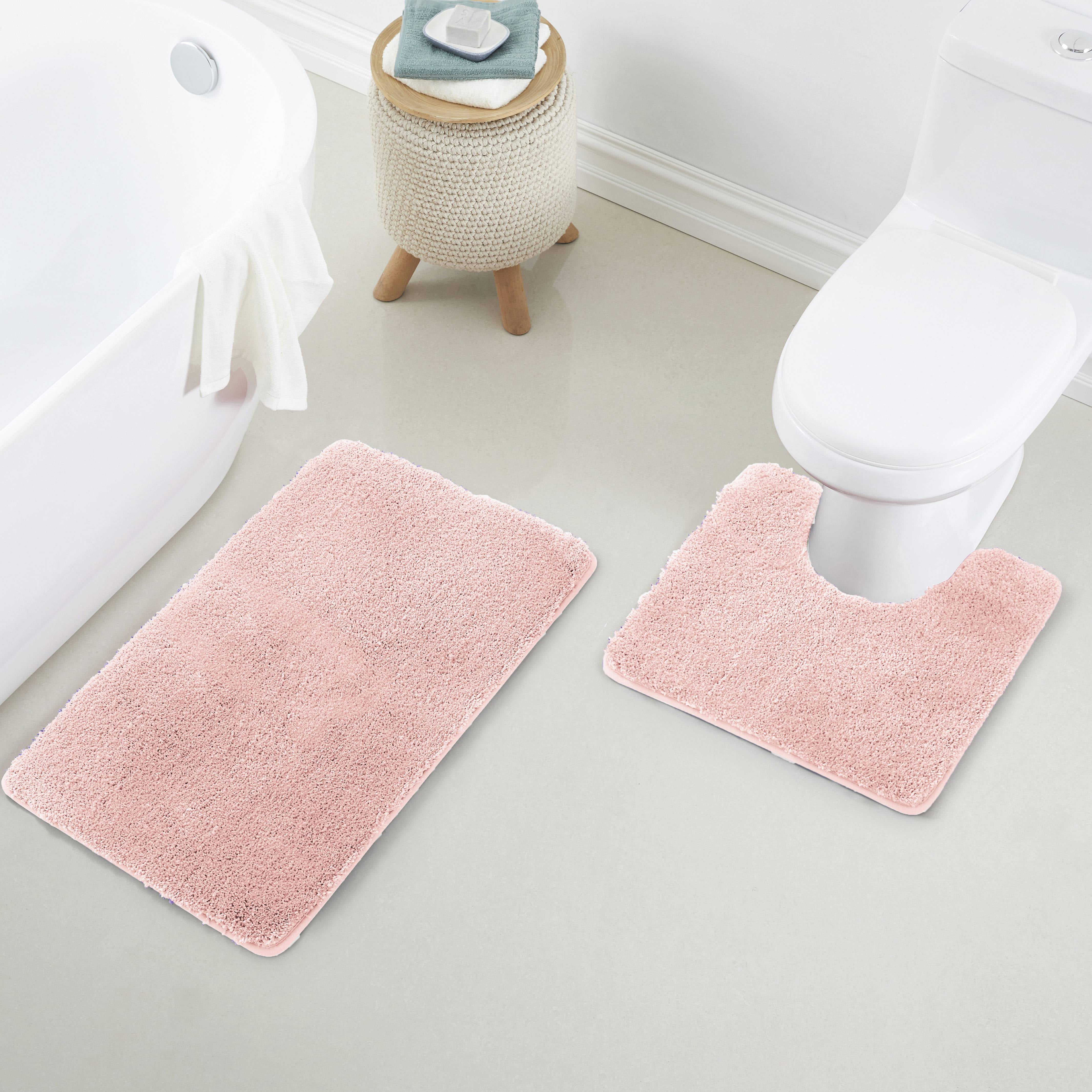 Yafa Home Fashion 2 Piece Solid Microfiber Soft Bathroom Rug Set Non Slip Tpr Backing