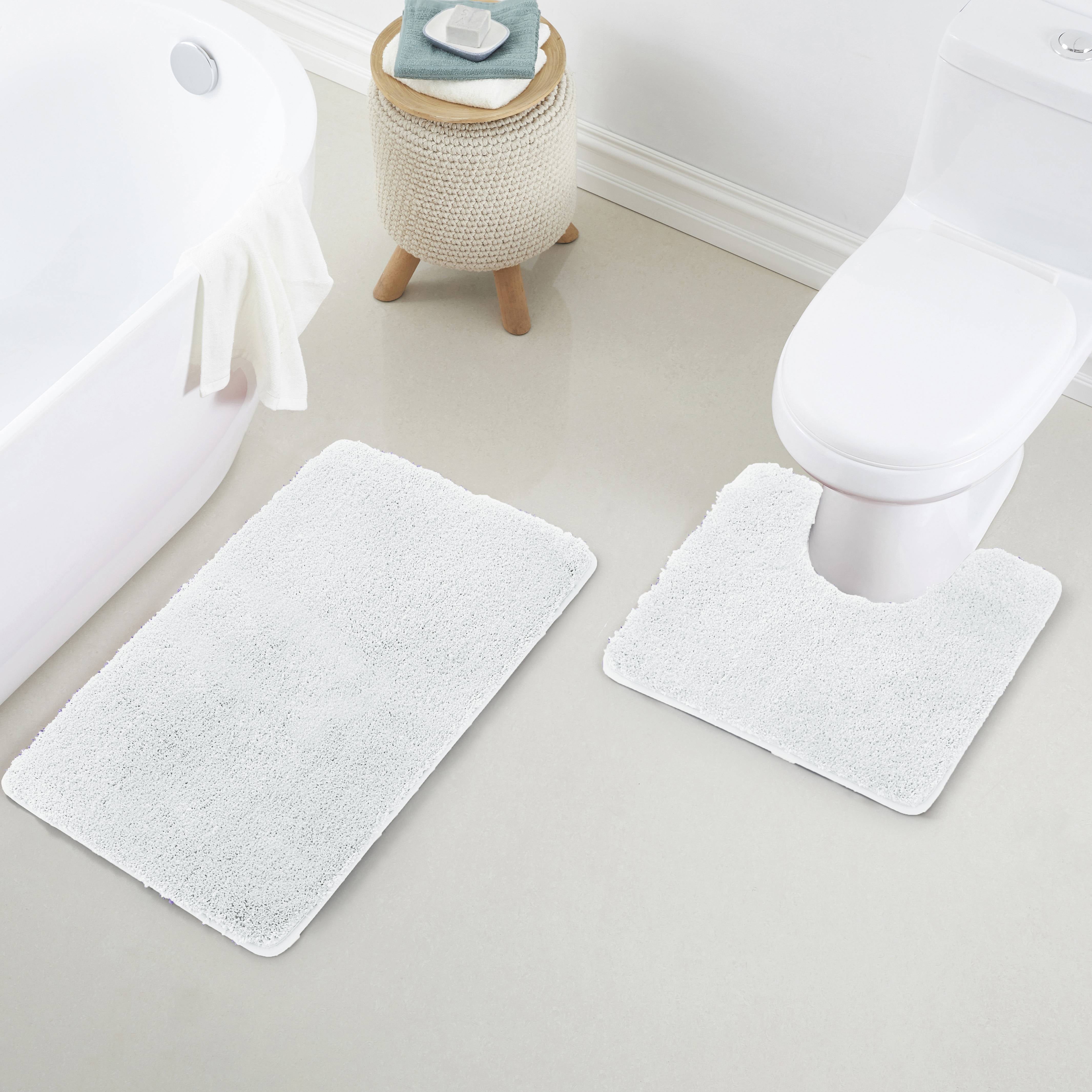 Yafa Home Fashion 2 Piece Solid Microfiber Soft Bathroom Rug Set, Non ...