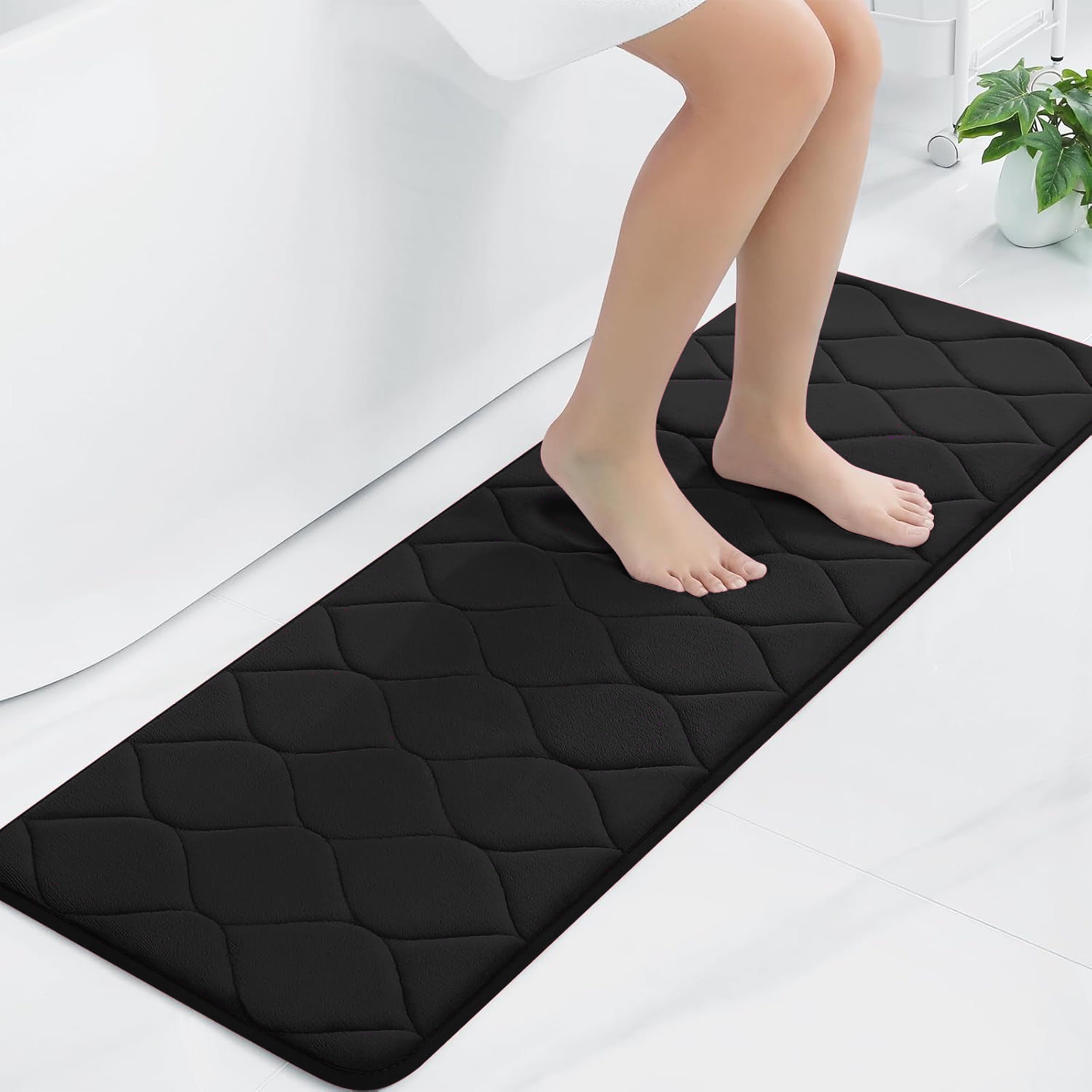 Extra Absorbent Non-Slip Fast Dry Oval Design Memory Foam Bath Runner ...