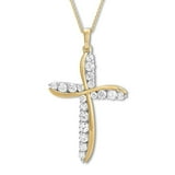 Yafe 18K Gold Plated Double Wavy Infinity Cross with Cubic Zirconia ...