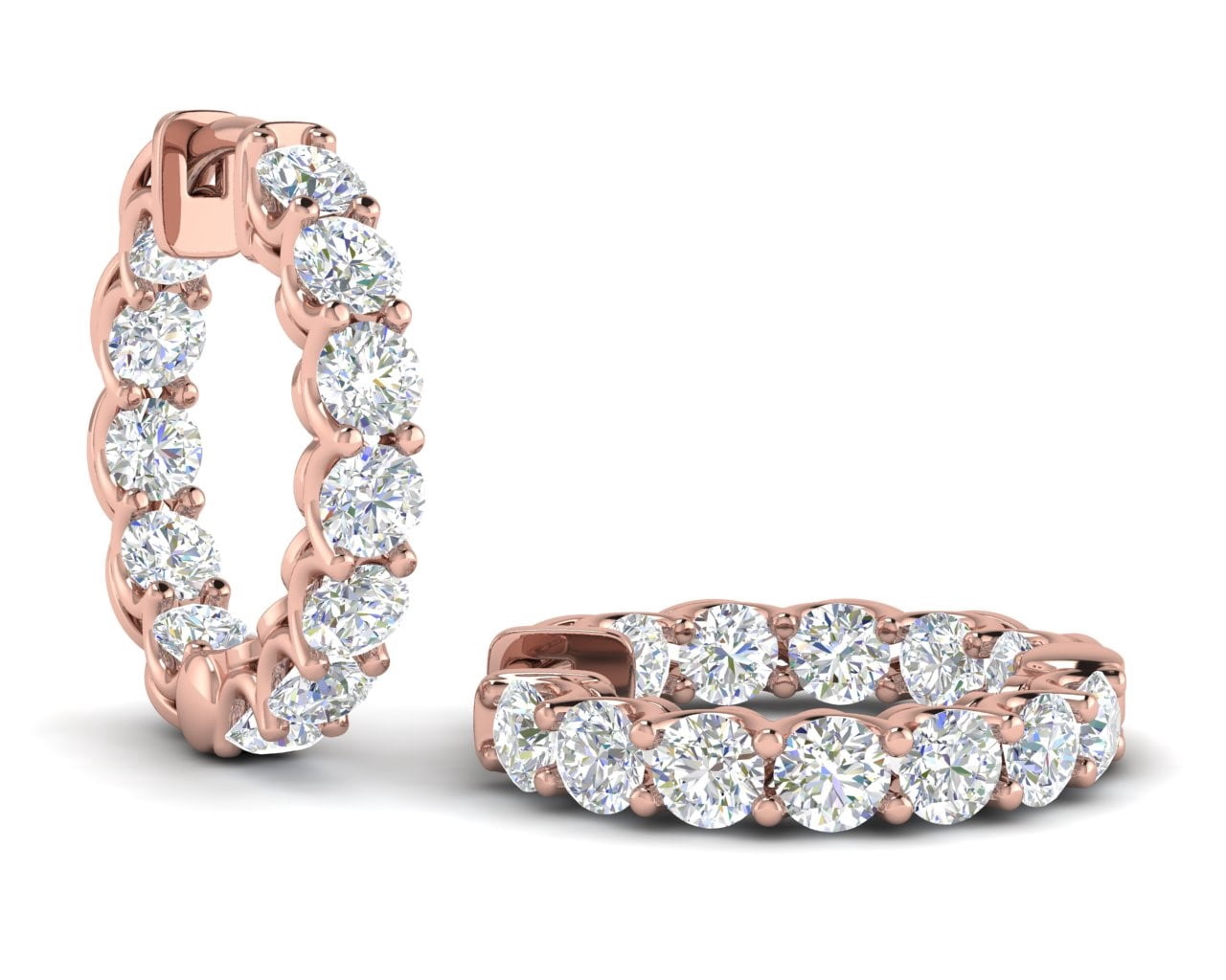 Yafe 18K Rose Gold Plated Inside Out Hoop Huggie Earrings Gold Hoops ...