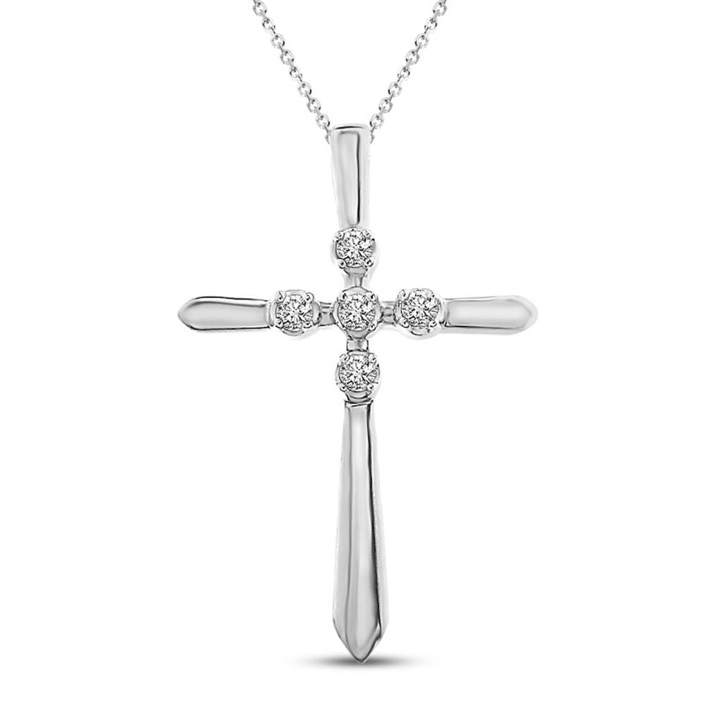 Yafe 18K White Gold Plated Silver Cross with Cubic Zirconia Pendant ...