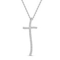 Yafe 18K White Gold Plated Wavy Cross with Cubic Zirconia Necklace ...