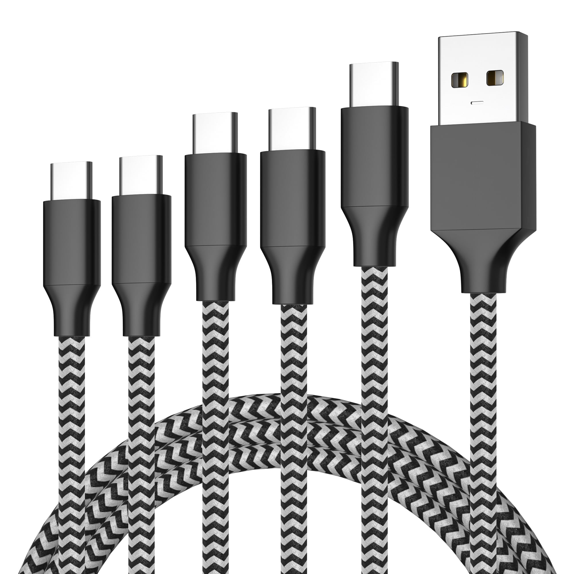 Yafe TC-5PK-Braided WHT Charger Cable 10ft Samsung Galaxy, White, (USB ...