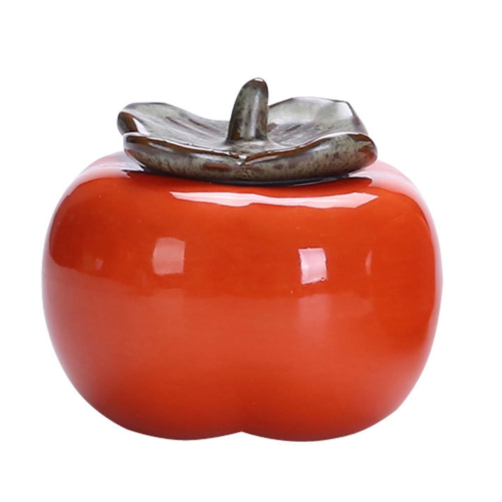 Yage Persimmon Shaped Tea Canister Ceramic Sealed Canister Ornaments ...