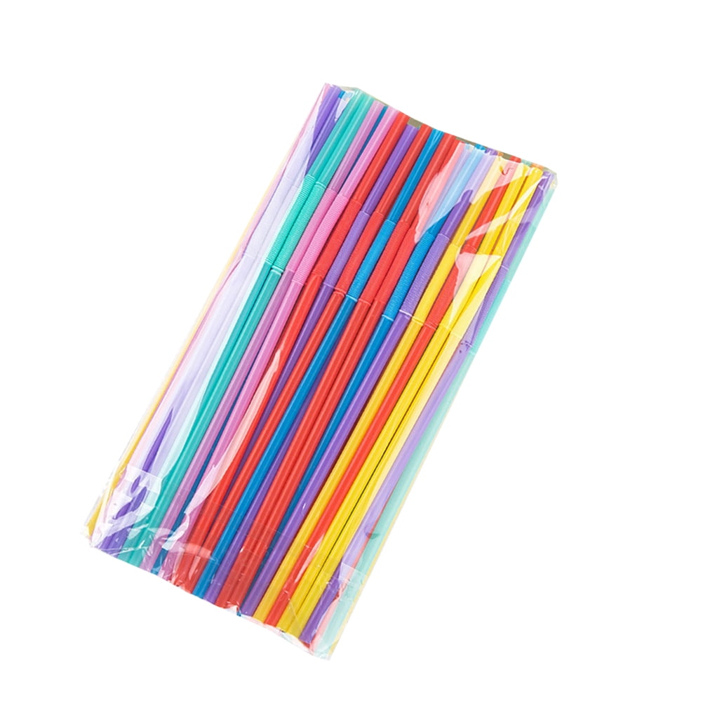 Yageerya 100 pcs Creative Colorful Art One-time Bending Straw for Juice ...