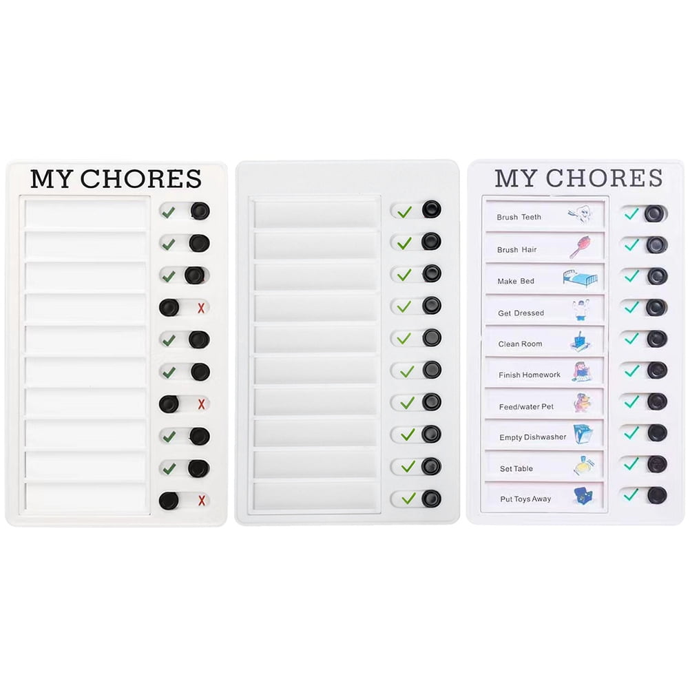 Yageerya 3Pcs Chore Chart for Kids Memo Checklist Board Portable Chores Chart Planning Reminder ...