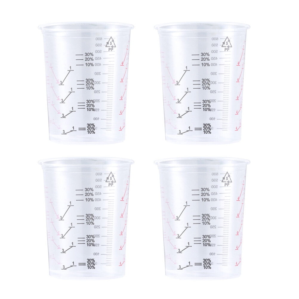 Yageerya 4Pcs 600ML Transparent Plastic Measuring Cup Disposable ...