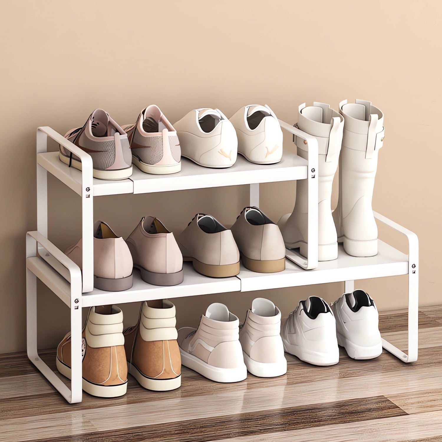 Yagizaai Expandable Shoe Rack, Adjustable Closet Shoe Storage Organizer ...