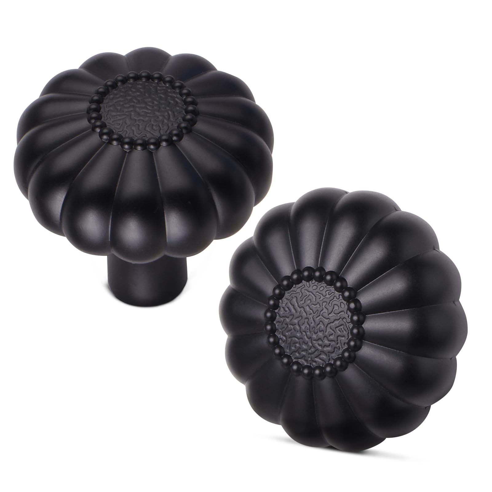 Yagman Matte Black Cabinet Knobs 10 Pack Round Sunflower Dresser Knobs ...