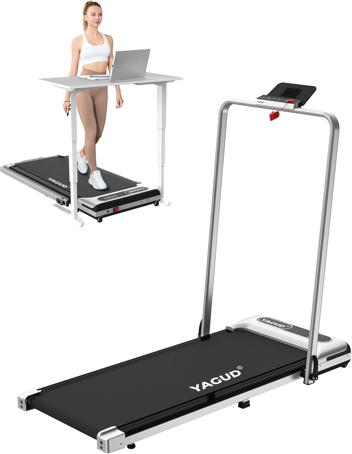 Yagud Walking Pad Under Desk Treadmill with Handle, Portable Small ...
