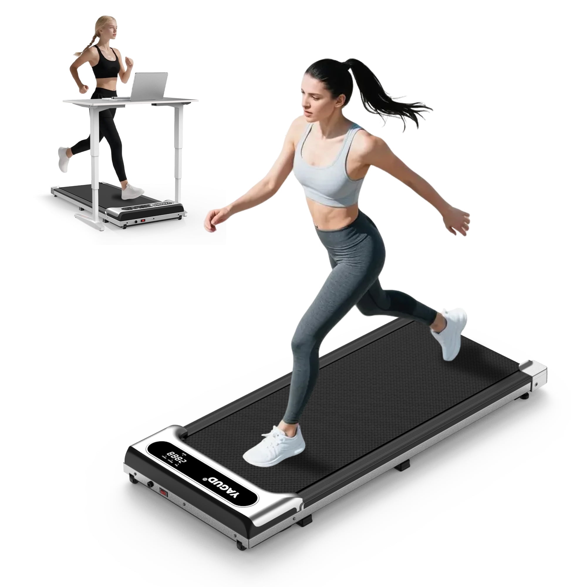 Yagud Walking Pad Under Desk Treadmill with Wheels for Home and Office ...
