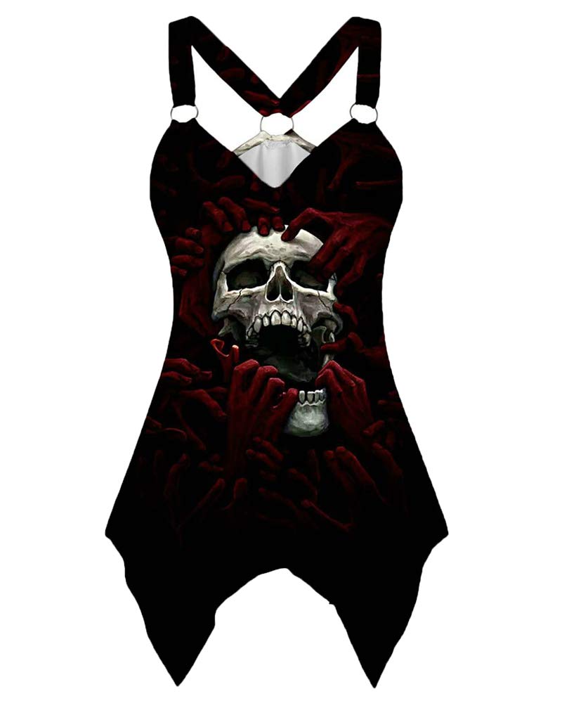 2000s Skull Wing Print Tank Tops Cyber Grunge Y2k Graphic Sleeveless