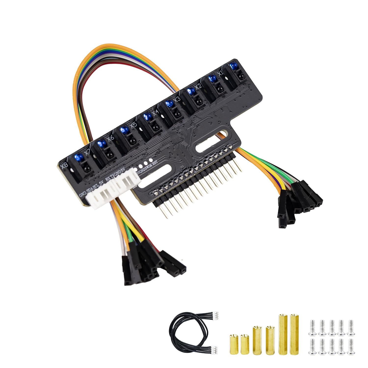 Yahboom 8-Channel Line Patrol RRF12 Module Sensor 10 Pin,GPIO/IIC/USART ...