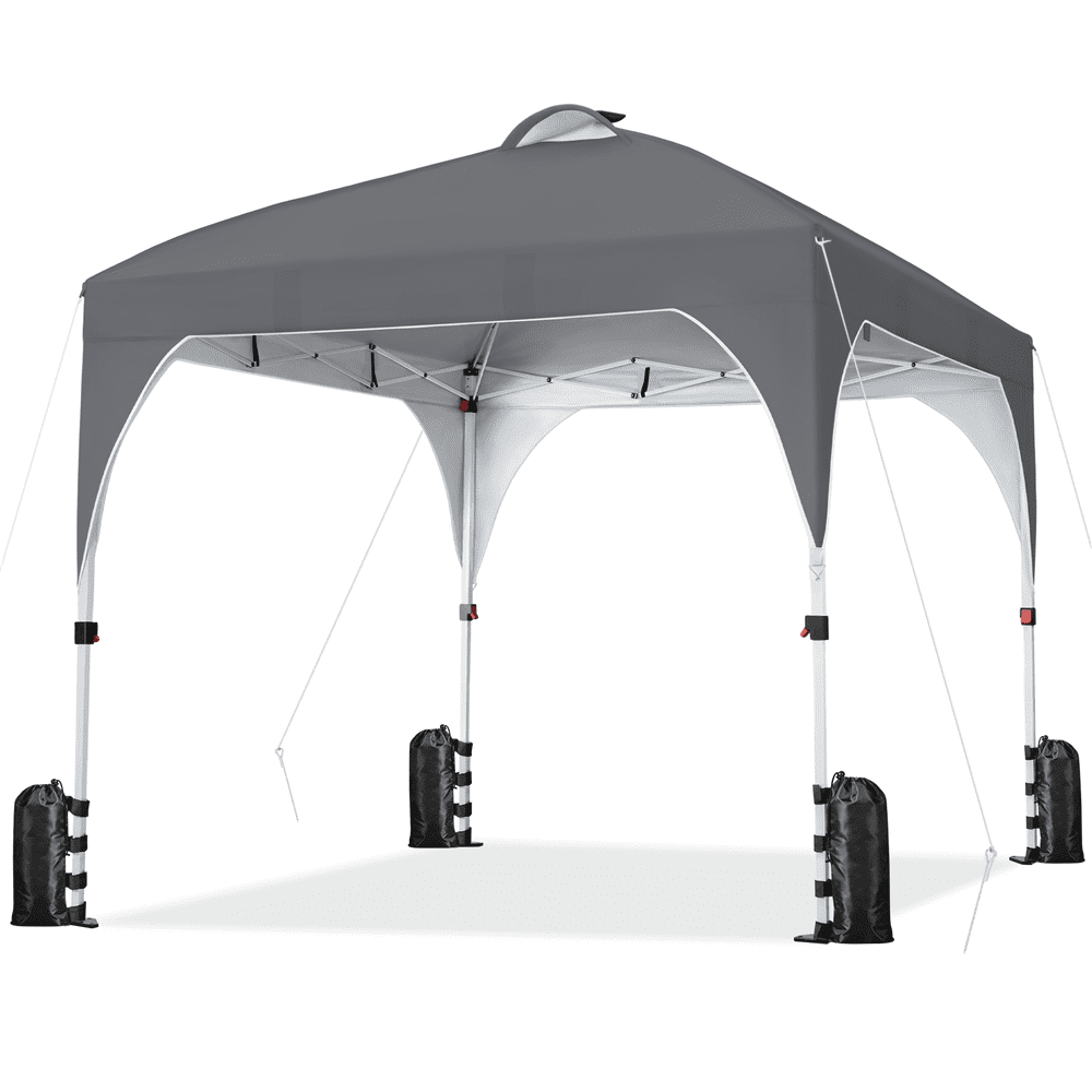 Yaheetech Outdoor 10×10ft Canopy Tent with 17 Solar LED Lights, Dark ...