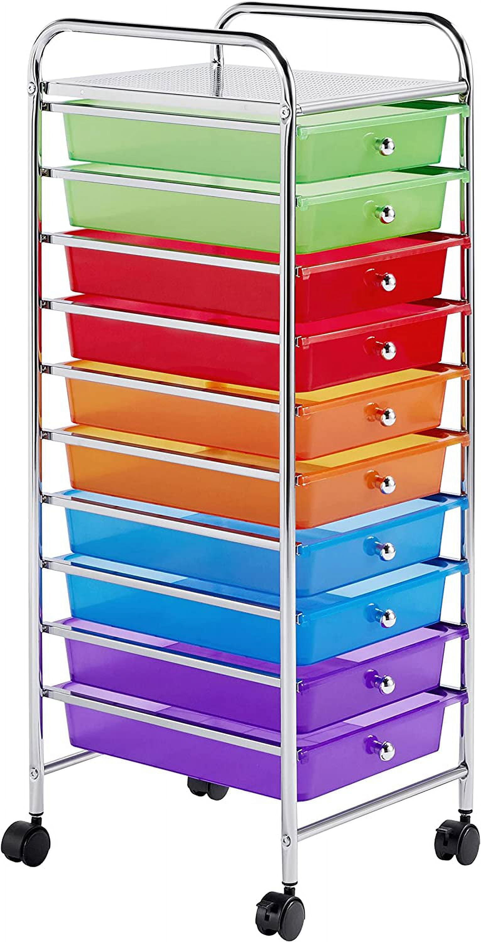 Yaheetech 10 Drawer Cart Rolling Plastic Storage Cart and Organizer ...