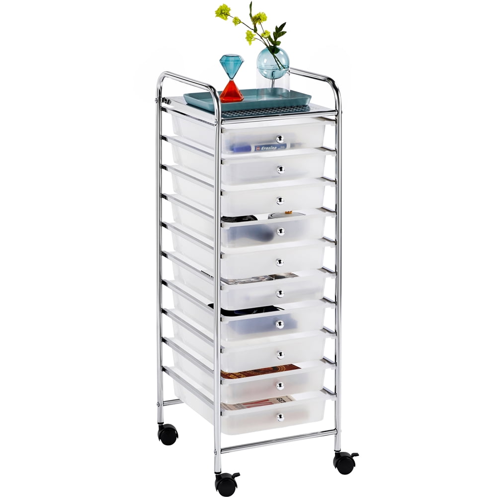 Yaheetech 10 Drawer Rolling Storage Cart Scrapbook Paper Office School ...