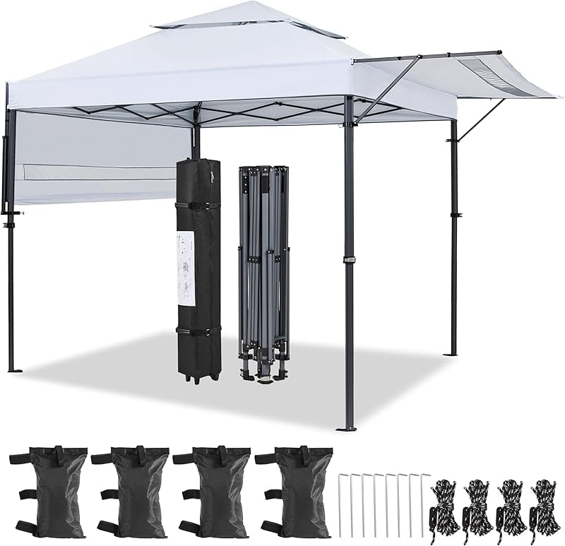 Yaheetech 10x17ft Pop Up Canopy with Awnings, 2-Tier Outdoor Canopy ...