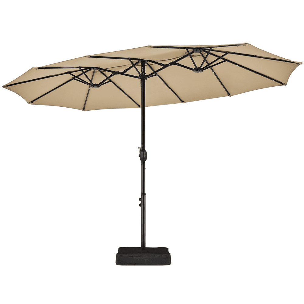 Yaheetech 13ft Large Outdoor Patio Umbrella with Solar Lights and Base ...