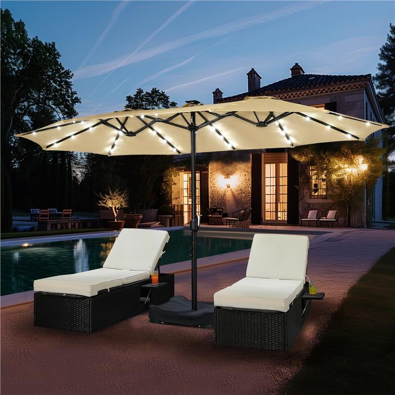 Yaheetech 15/13ft Large Patio Umbrella, Outdoor Double-Sided Rectangle ...