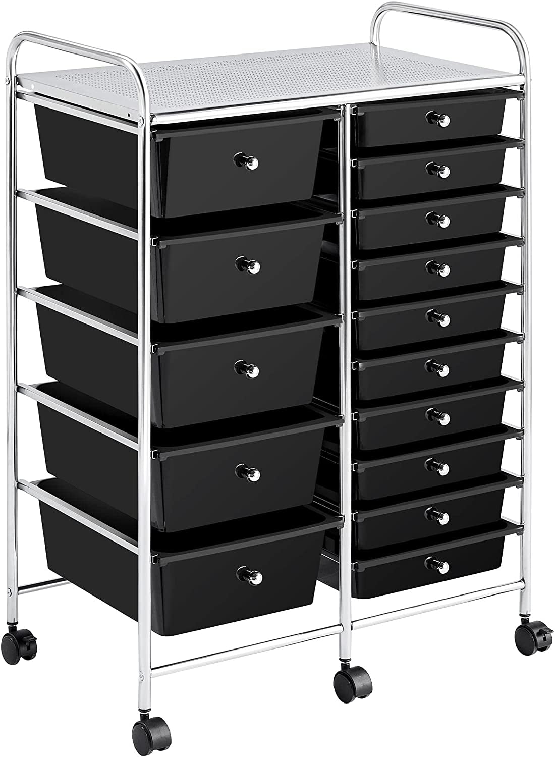 Yaheetech 15 Drawers Rolling Storage Cart Multipurpose Mobile Rolling ...