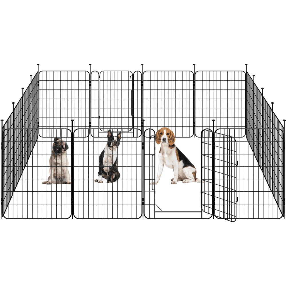 Yaheetech 16 Panels Foldable Metal Puppy Fence with Door, 31.5″ H ...