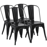 Yaheetech Set of 4, 18'' Modern Industrial Iron Metal Chairs for ...