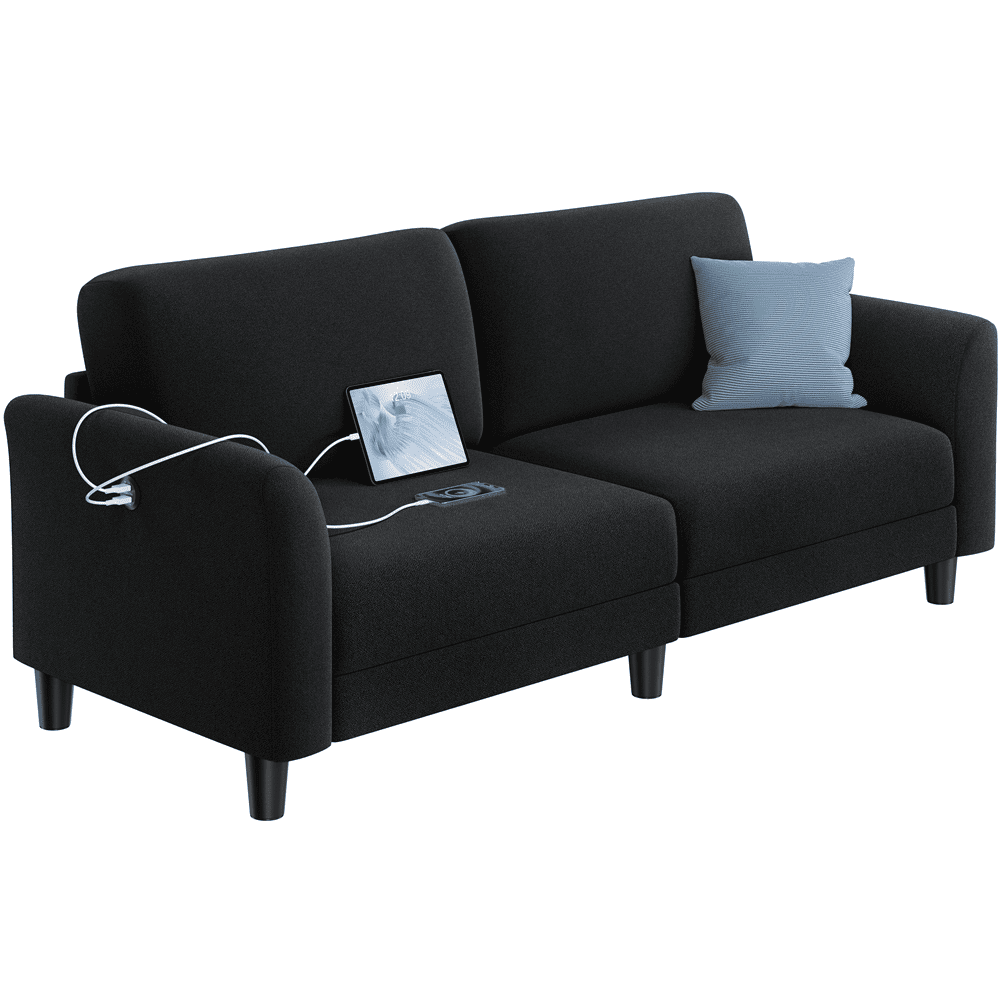 Yaheetech 2-Seater Fabric Sofa with USB Charging Ports,Black - Walmart.com