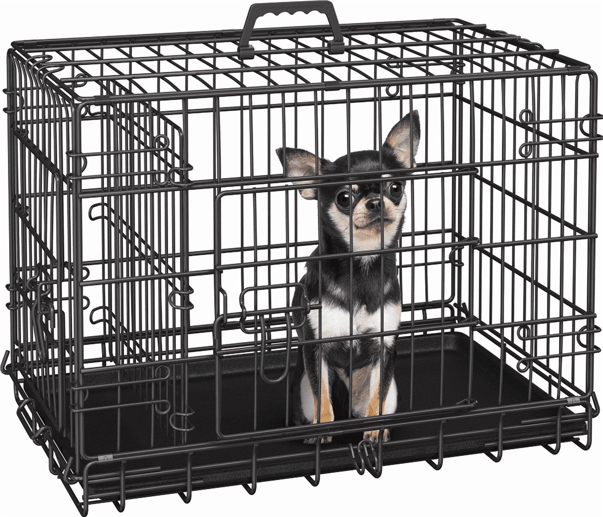 Yaheetech 24.2'' Foldable Metal Wire Dog Crate with 2 Doors & Pull Out ...