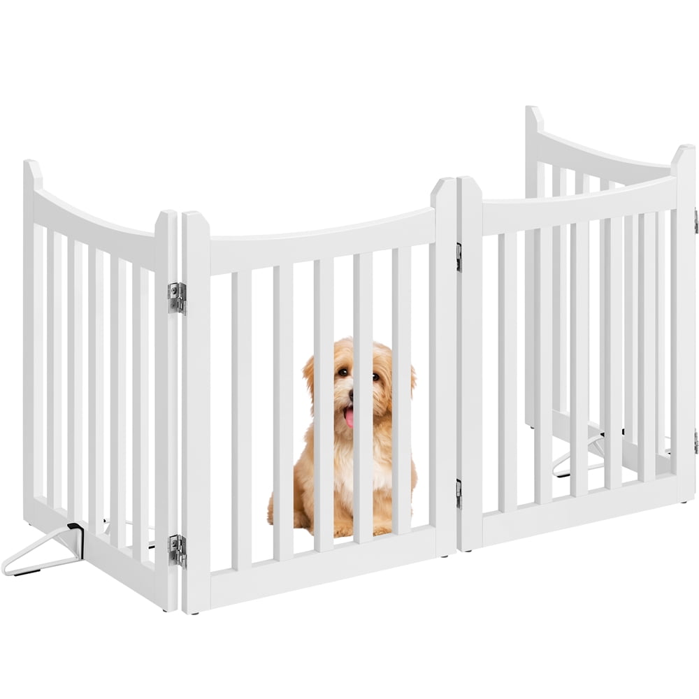 Yaheetech 24" Four-Panel Foldable Wooden Pet Gate with Support Feet for ...