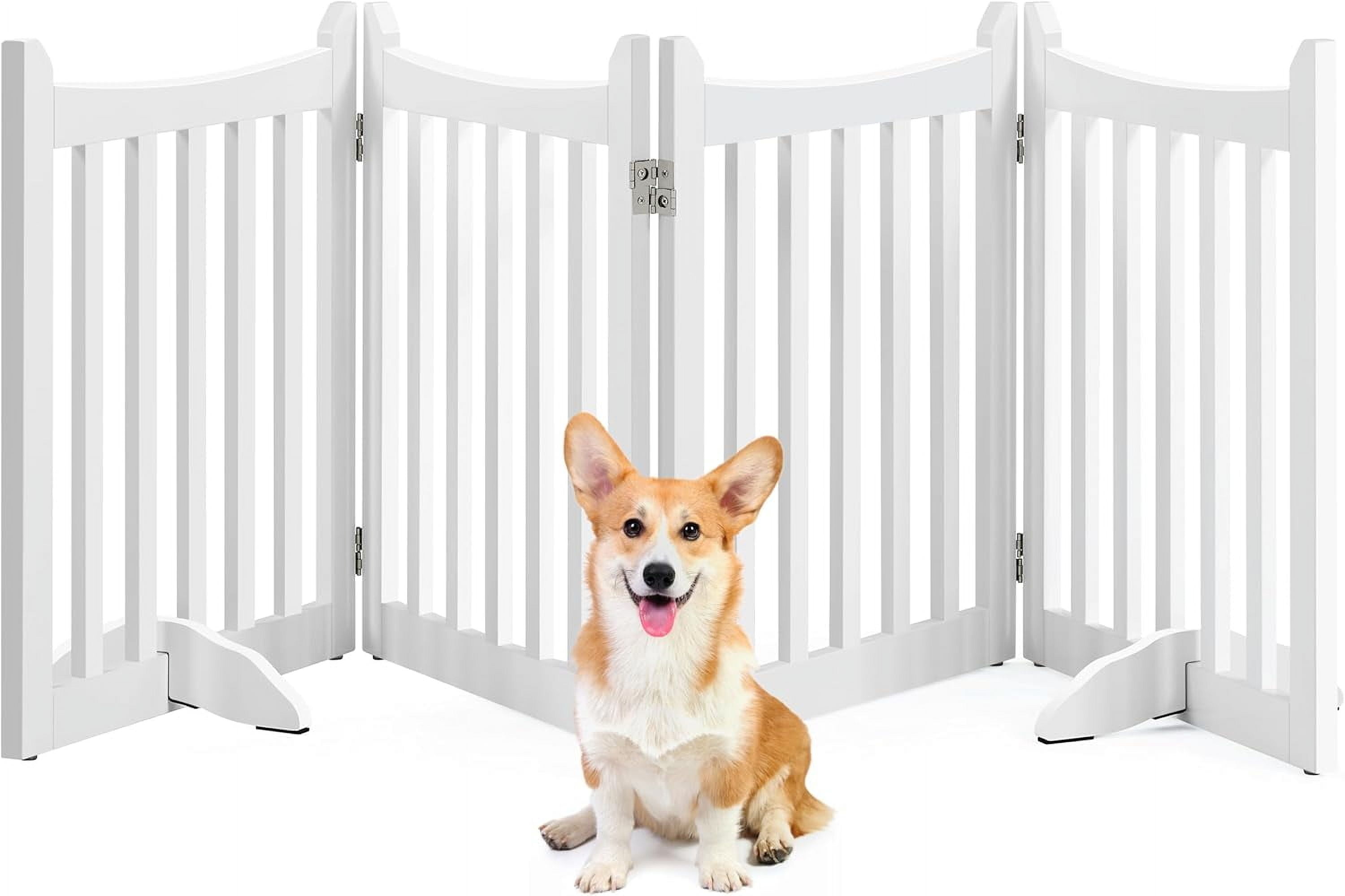 Yaheetech 24" H Freestanding Pet Gate for Dogs Wooden Dog Gates for ...