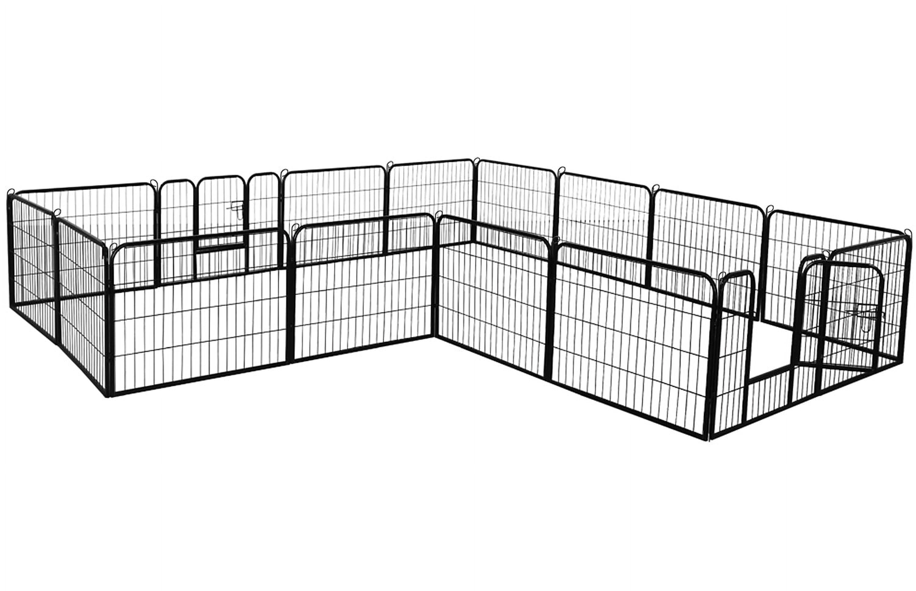 Yaheetech 24''H Metal Pet Pen, Puppy Playpen, Black, 16 Panels ...