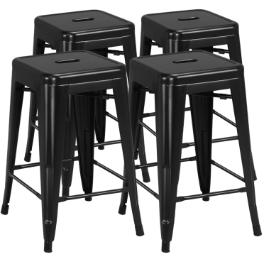 VINEEGO Modern 24 Inches Metal Bar Stools, Stackable Set of 4 for ...