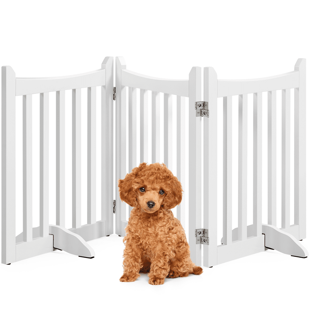 Yaheetech 24" Tall Freestanding Wooden Fence with Door, White - Walmart.com
