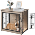 Yaheetech 27.5"W Dog Crate Furniture with Anti Skid Plush Mat, Gray ...