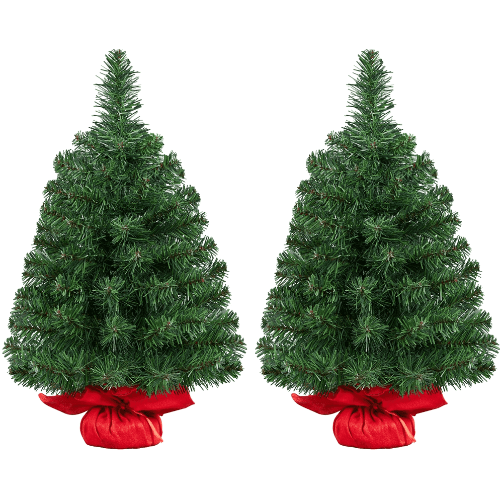 Yaheetech 2pcs 2ft Mini Artificial Christmas Tree with Cement Base, Green - Walmart.com
