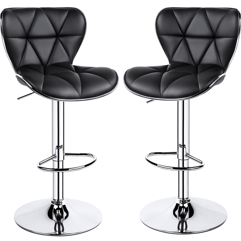 Yaheetech 2pcs Adjustable PU Leather Swivel Counter Kitchen Wide Seat ...