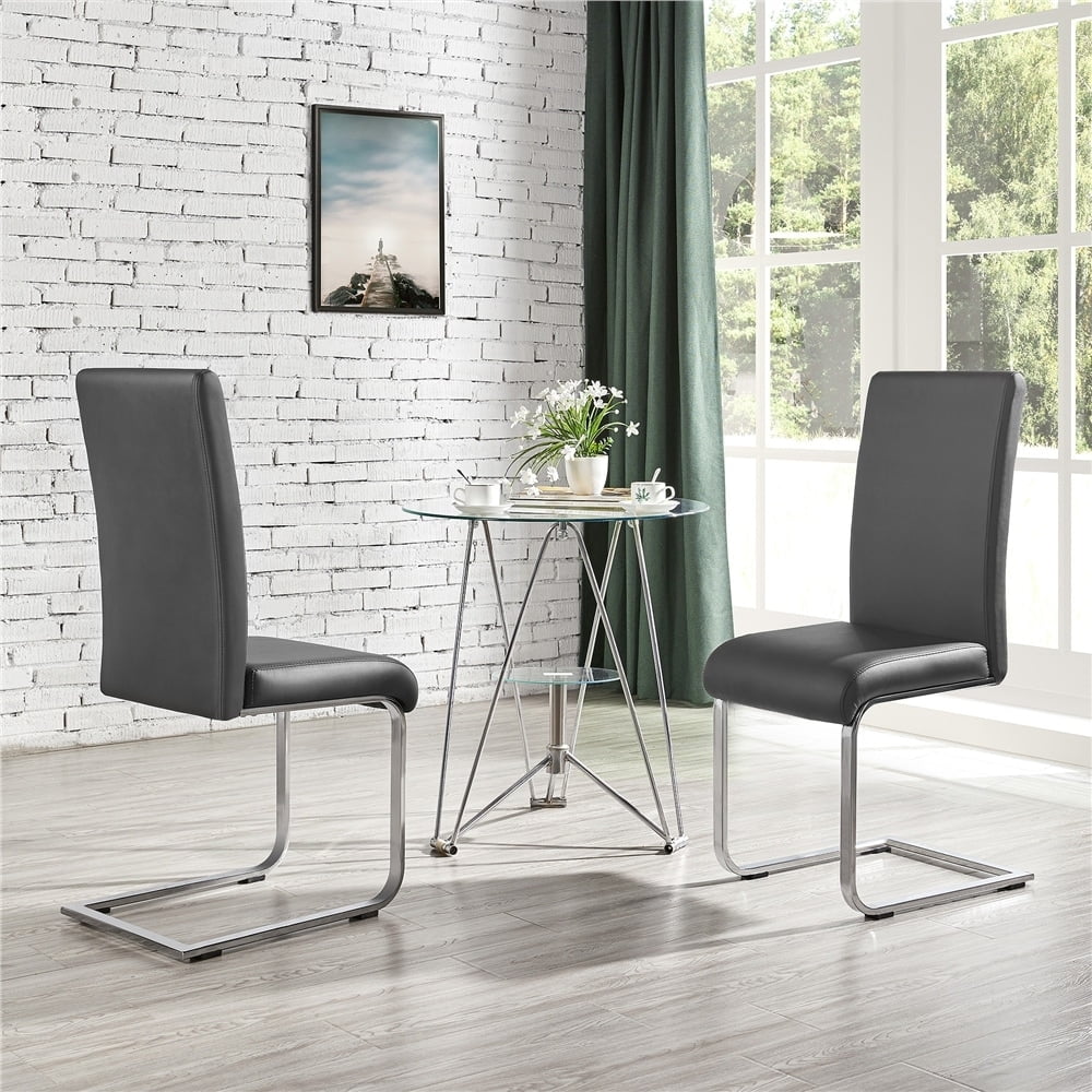 Yaheetech 2pcs Dining Chairs High Back Padded Chairs for Home Dark Gray ...